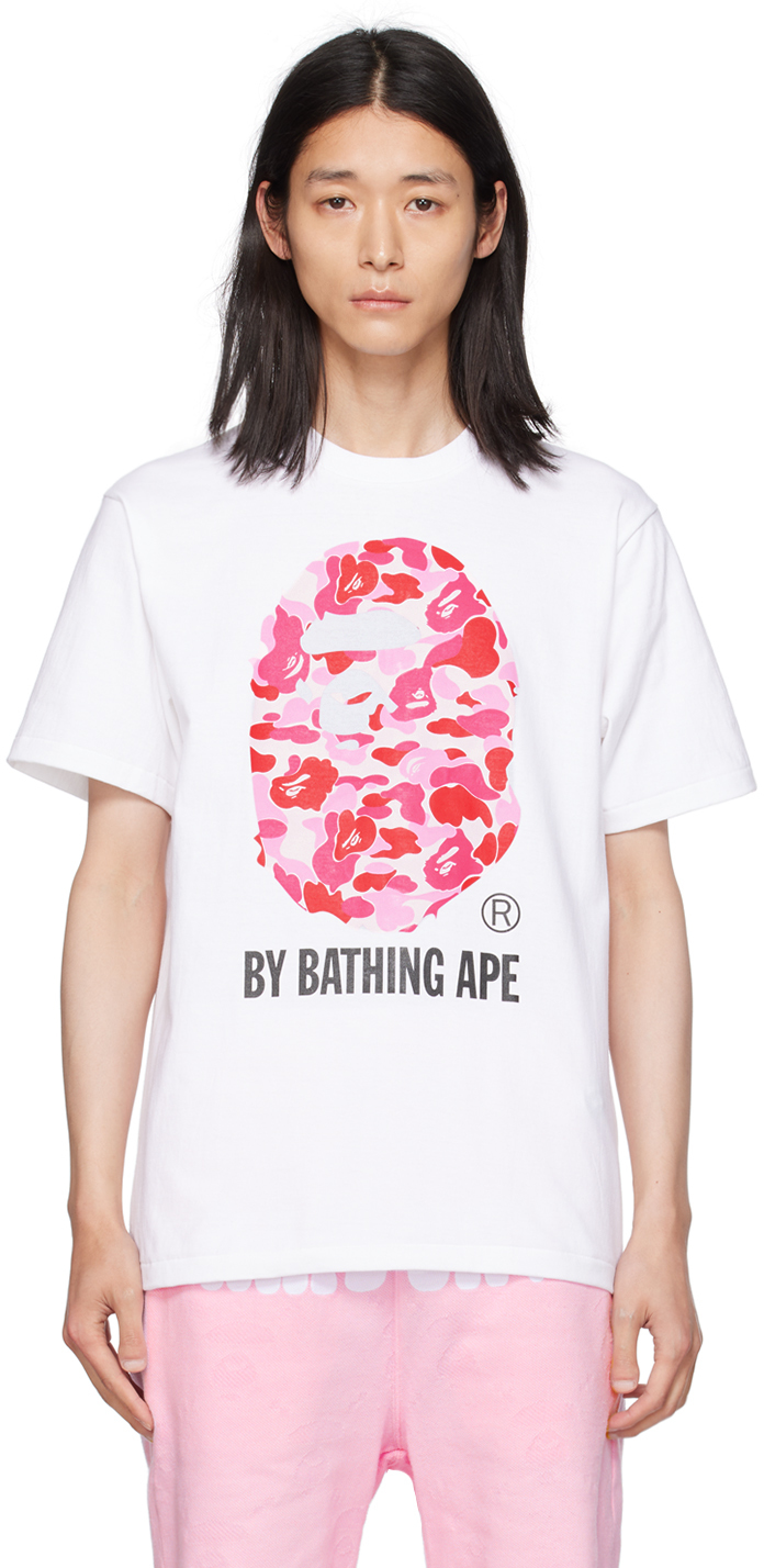 A Bathing Ape White Abc Camo T-Shirt - White X Pink | Editorialist